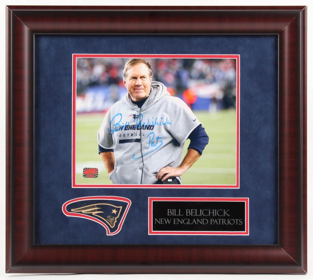 Bill Belichick Signed Patriots 16x18 Custom Framed Photo Display ...