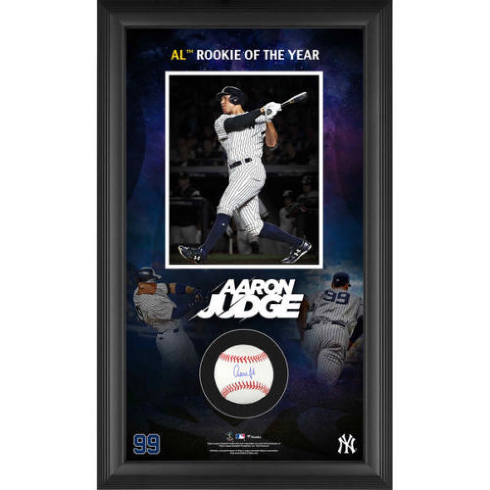 Aaron Judge Signed New York Yankees 15.5x25.25x2 Custom Framed Baseball Display (MLB Hologram Fanat