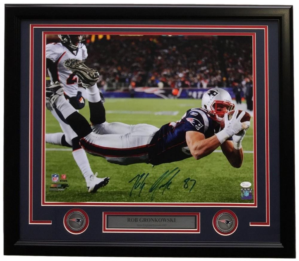 Rob Gronkowski Signed New England Patriots 22x27 Custom Framed Photo ...