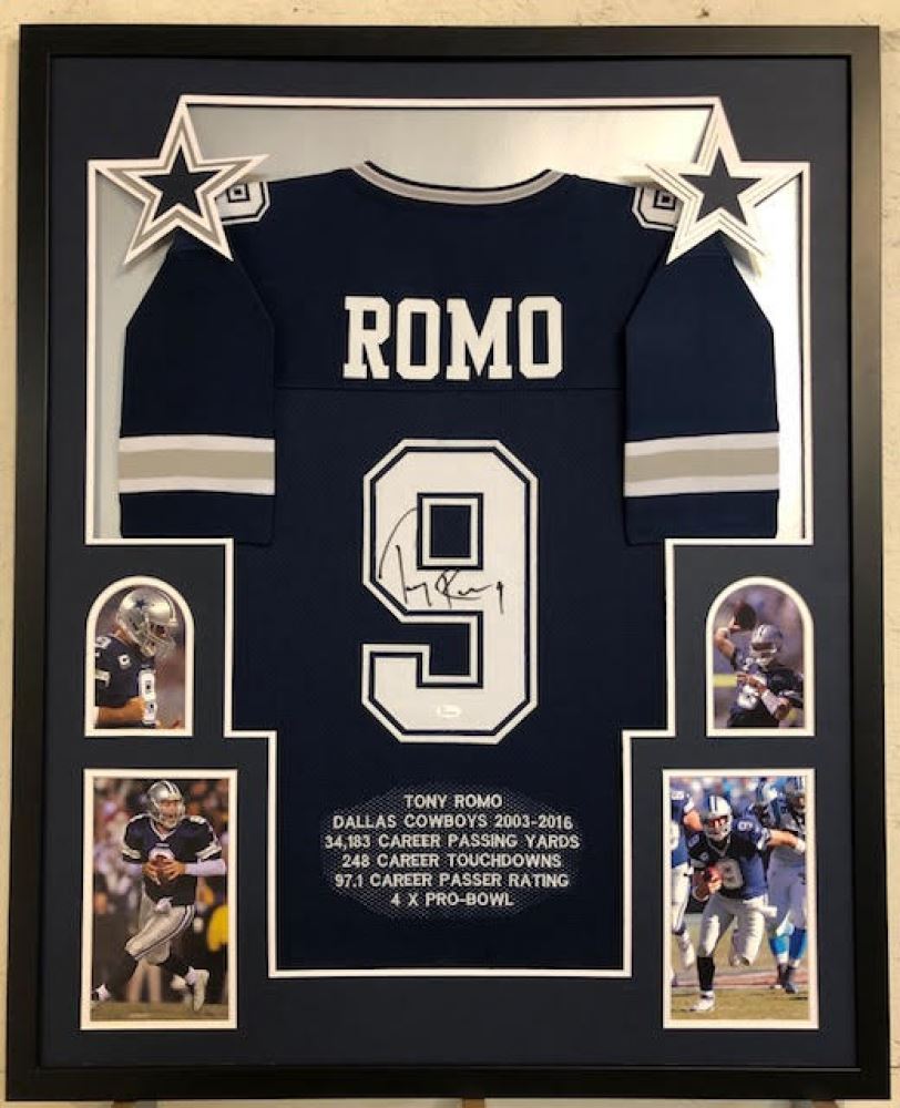 Tony Romo Signed Dallas Cowboys 34x42 Custom Framed Career Highlight ...