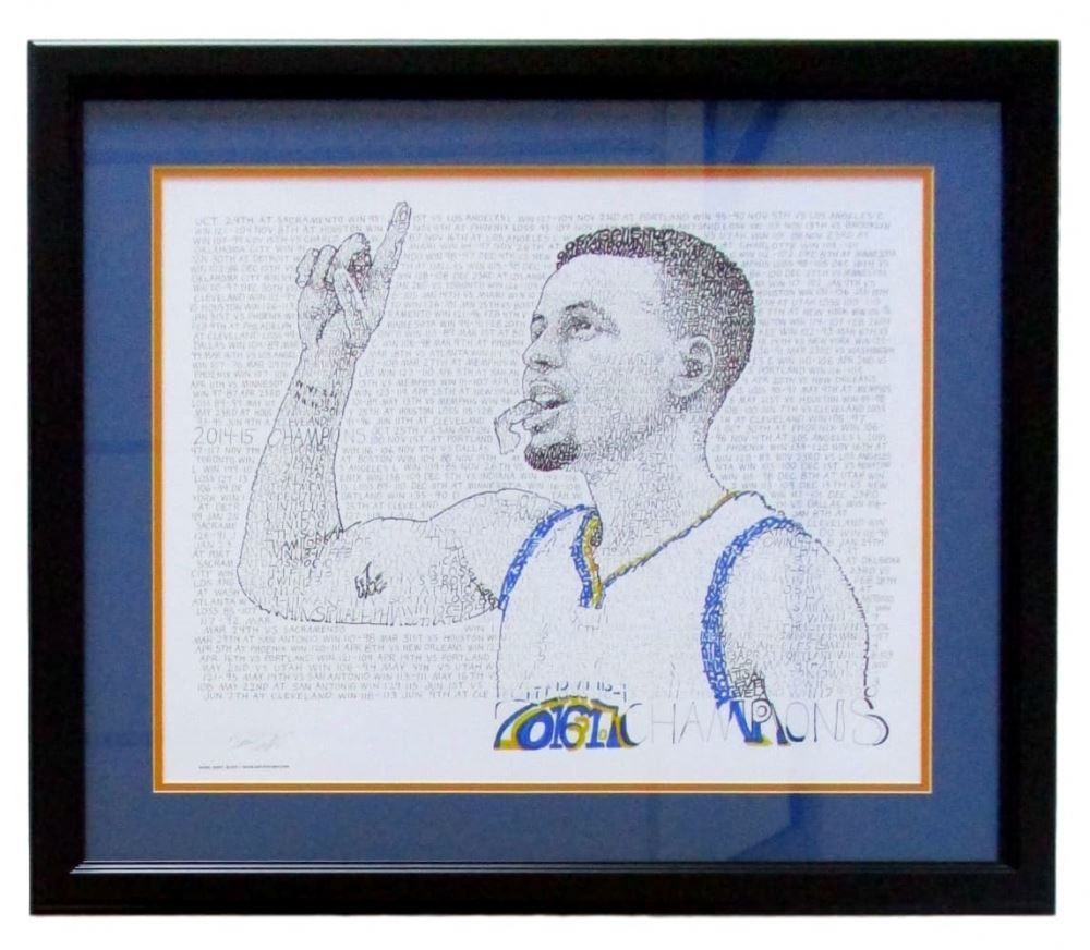"Steph Curry" Warriors Word Art 22x27 Custom Framed Print Display