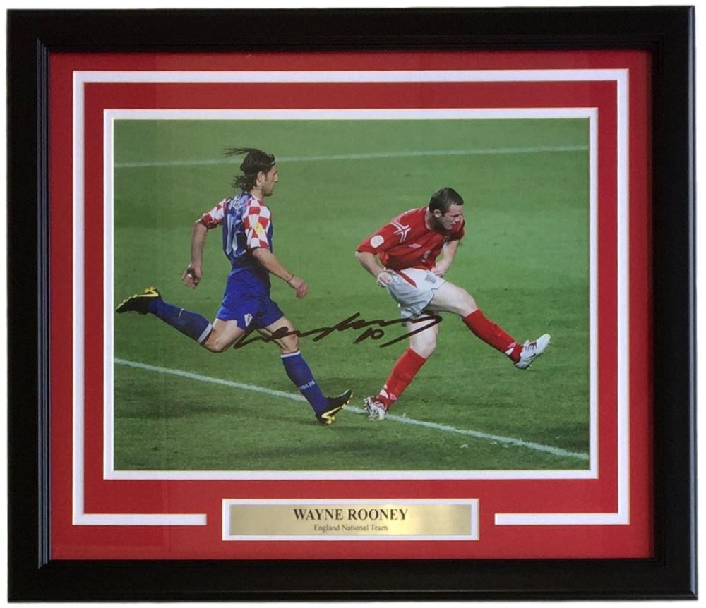 Wayne Rooney Signed England National 16x20 Custom Framed Photo Display ...
