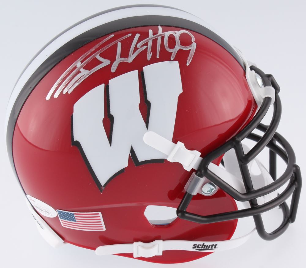 J.J. Watt Signed Wisconsin Badgers Mini-Helmet (JSA COA Watt Hologram)