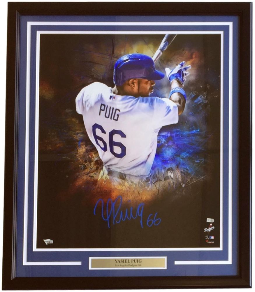 Yasiel Puig Signed Los Angeles Dodgers 20x24 Custom Framed Photo ...