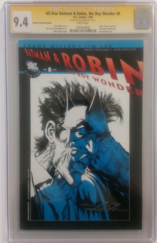 Neal Adams Signed 2008 "All-Star Batman Robin the Boy Wonder" Issue #8C ...
