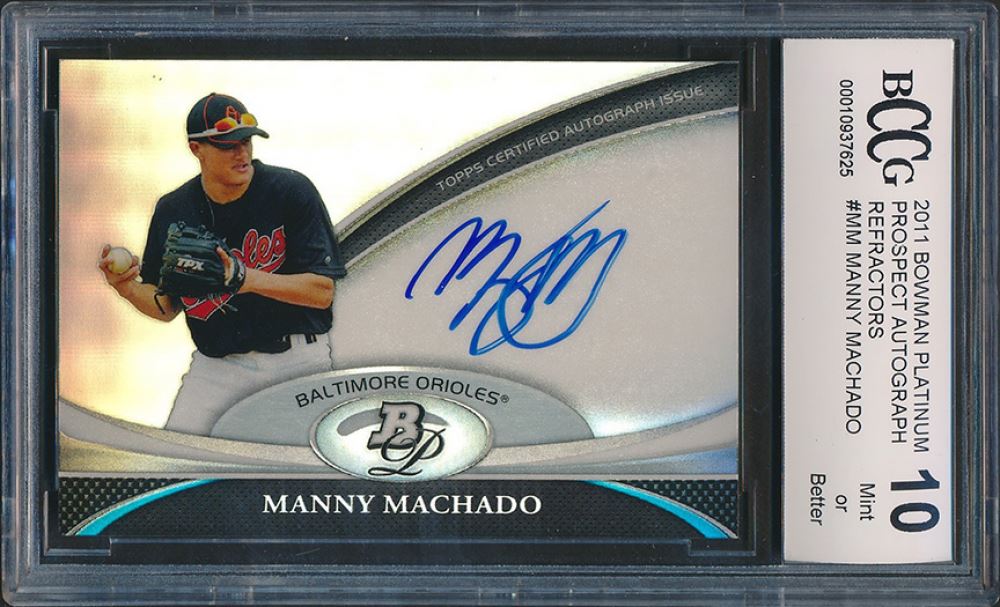 2011 Bowman Platinum Prospect Autograph Refractors #MM Manny Machado ...