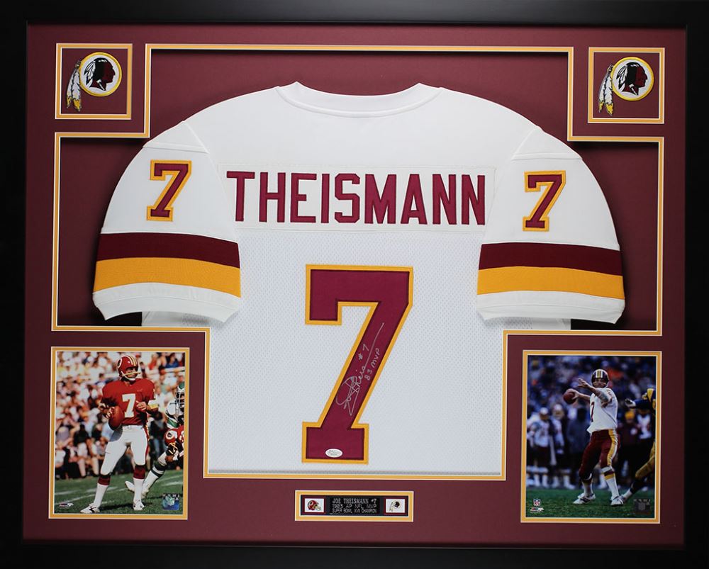 Joe Theismann Signed Washington Redskins 35x43 Custom Framed Jersey ...