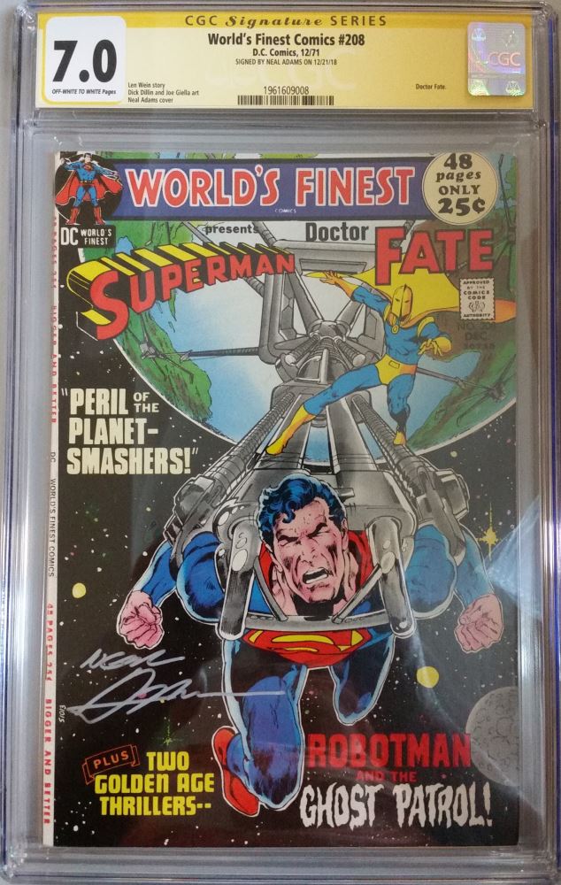 Neal Adams Signed 1971 "World's Finest" Issue #208 DC Comic Book (CGC ...
