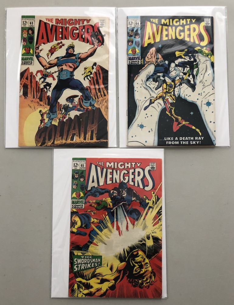 Lot of (3) 1969 "The Avengers" First Issue Marvel Comic Books with ...