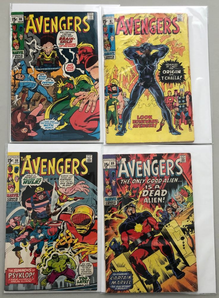 Lot of (4) 1971 "The Avengers" First Issue Marvel Comic Books with ...