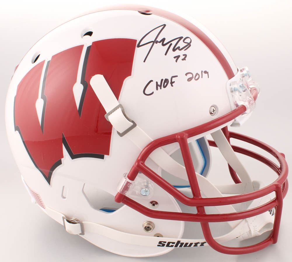 Joe Thomas Signed Wisconsin Badgers Full-Size Helmet Inscribed "CHOF ...