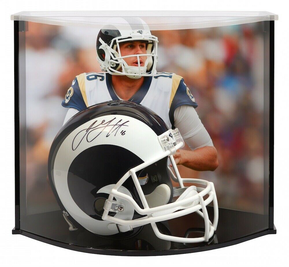 Jared Goff Signed Los Angeles Rams Full-Size Helmet with Curve Display ...