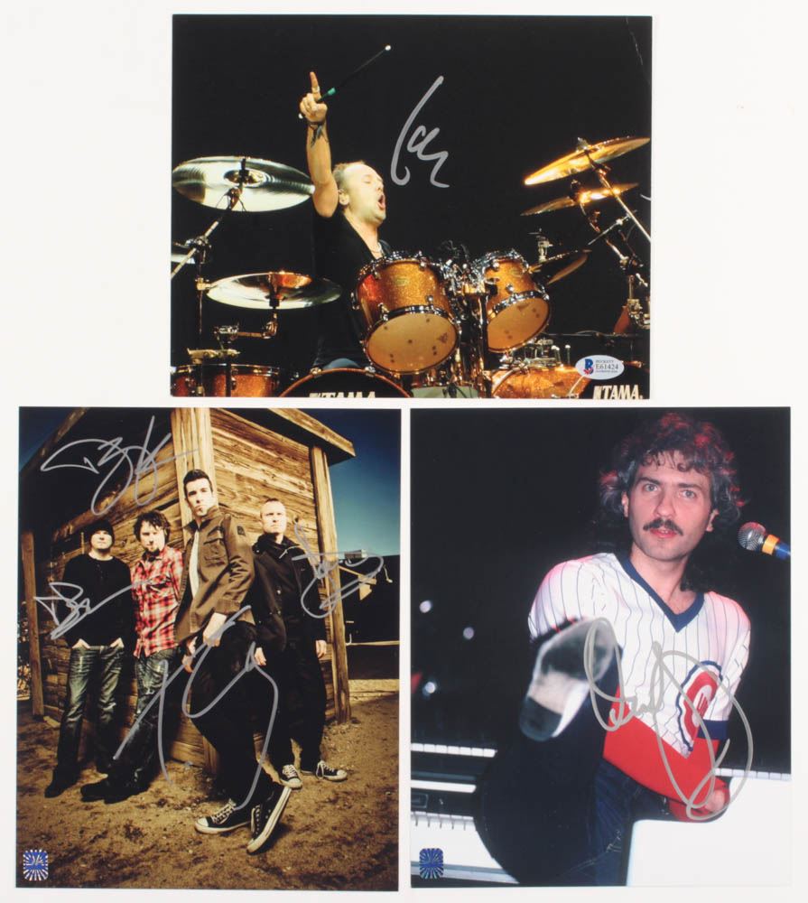 Lot of (3) Musician 8x10 Photos Signed by (6) with Lars Ulrich, Dennis ...