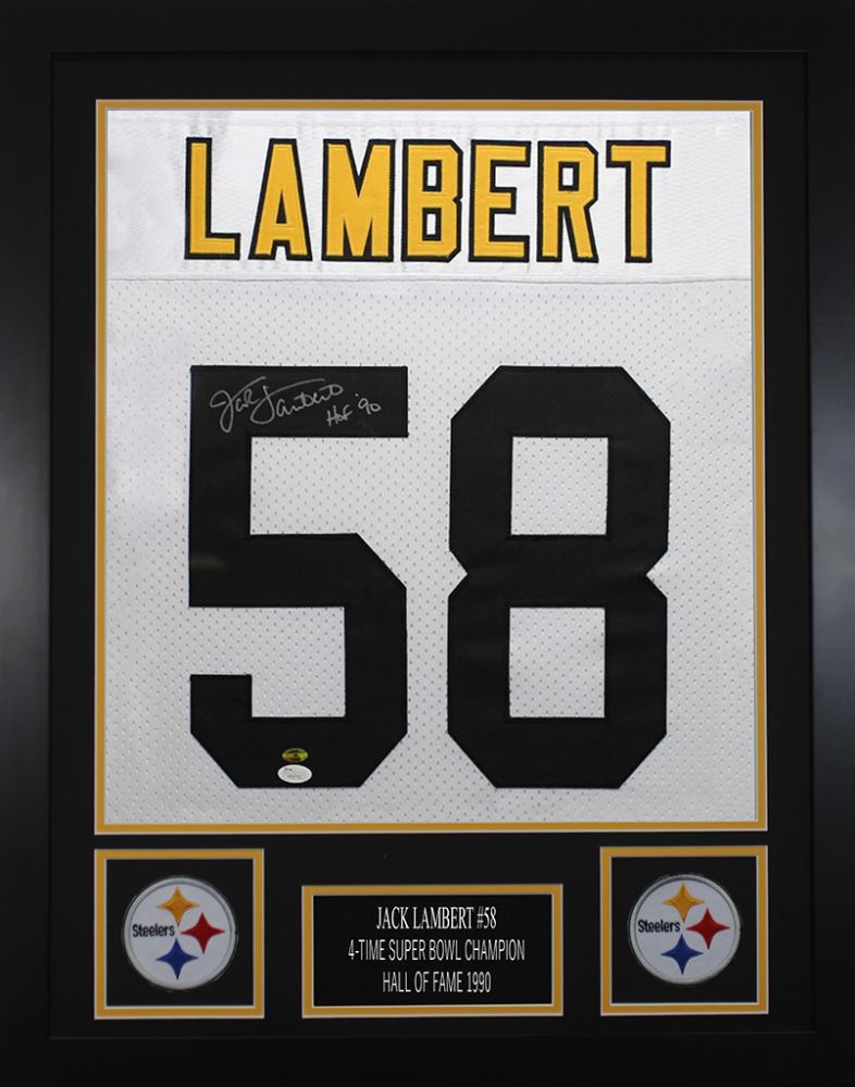 Jack Lambert Signed Pittsburgh Steelers 24x30 Custom Framed Jersey (JSA ...