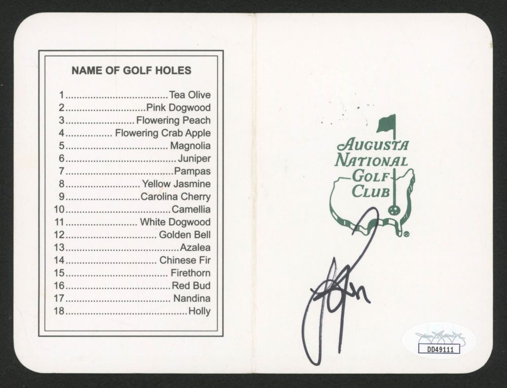 Justin Rose Signed "Masters" Augusta National Golf Club Scorecard (JSA COA)