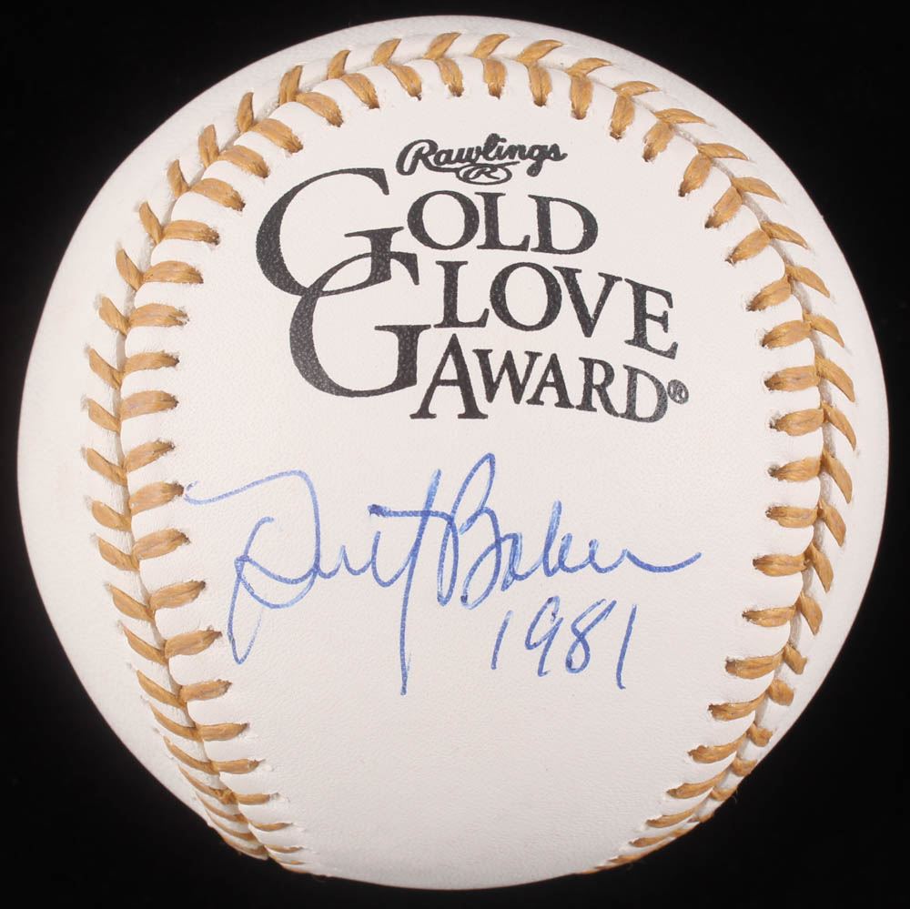 Dusty Baker Signed Gold Glove Award Baseball Inscribed "1981" (JSA COA)