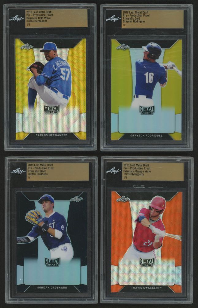 Lot of (4) 2018 Leaf Metal Draft Baseball Cards with Prismatic Gold # ...