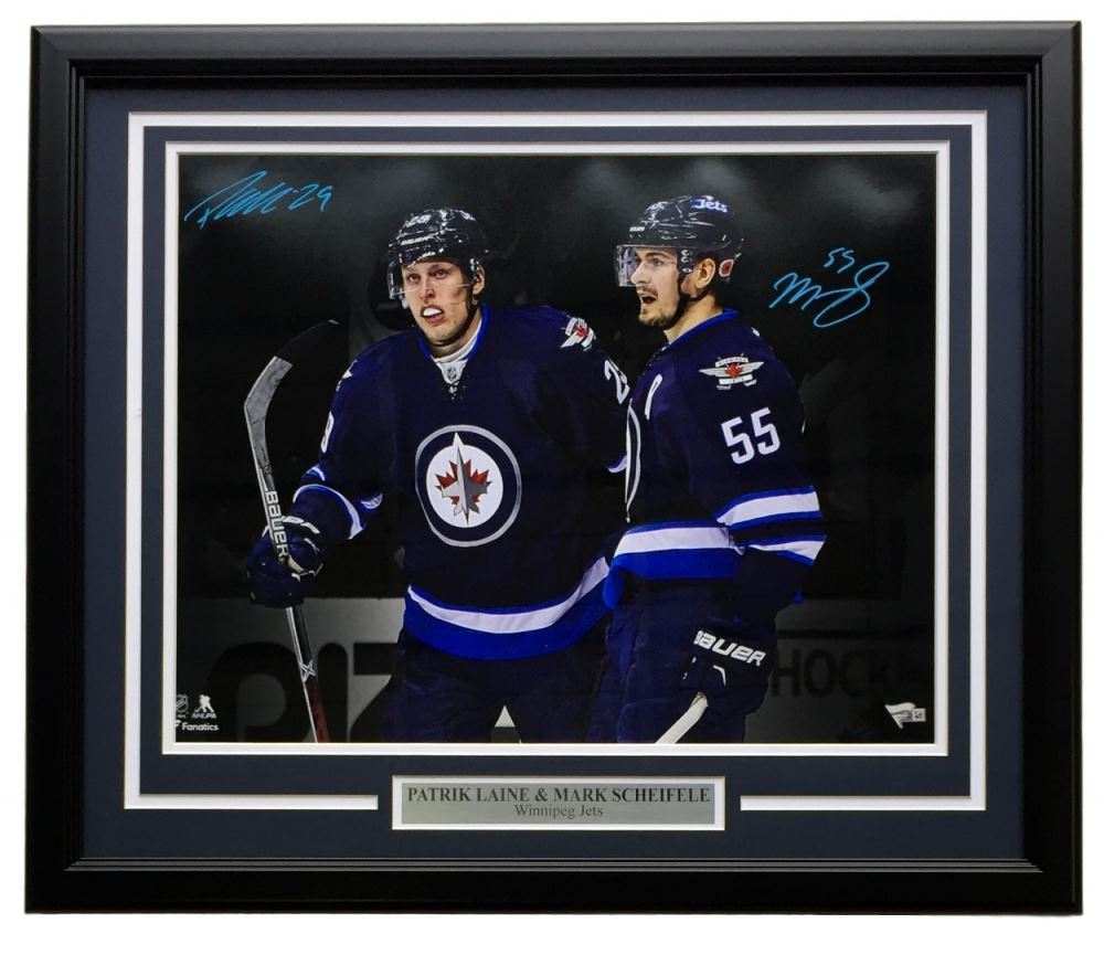 Patrik Laine Mark Scheifele Signed Jets 22x27 Custom Framed Photo ...