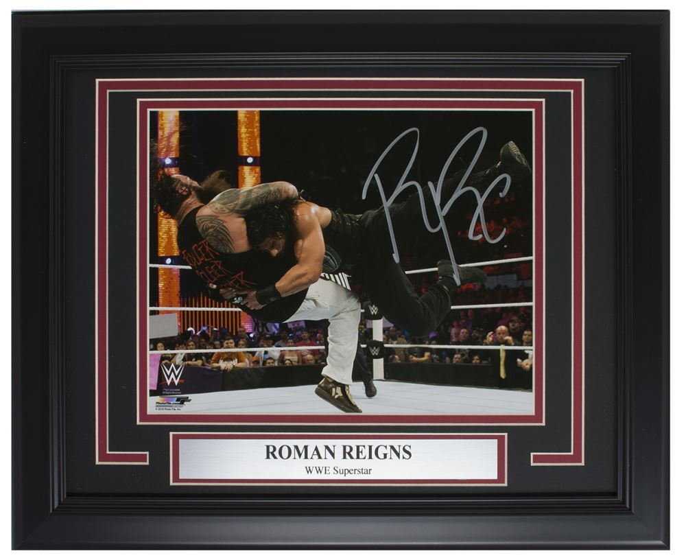Roman Reigns Signed WWE 13x16 Custom Framed Photo Display (SI COA)