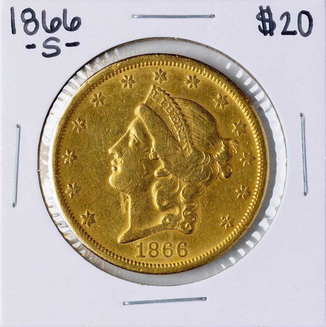 1866-S $20 Liberty Head Double Eagle Gold Coin