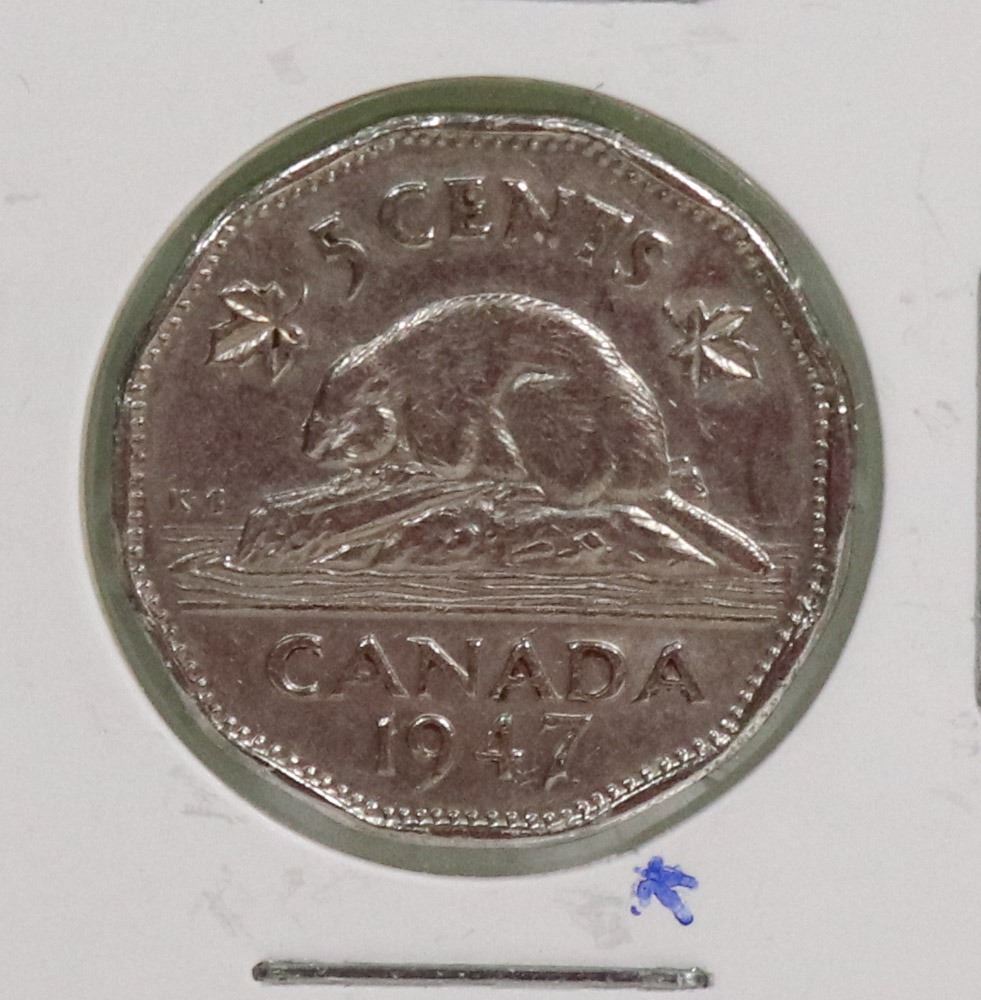 SCARCE 1947 DOT VARIETY CANADIAN 5 CENT COIN scarce-1947-dot-variety-canadian-5-cent-coin