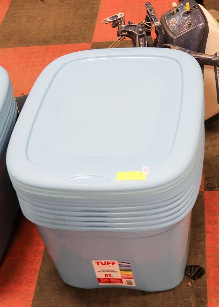 LOT OF 6 TUFF STORAGE BOXES 63L