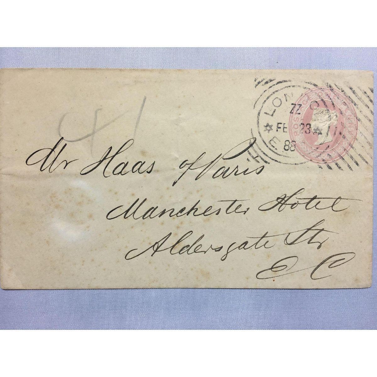 1800s London Original Postmarked Handwritten Envelope with Letter