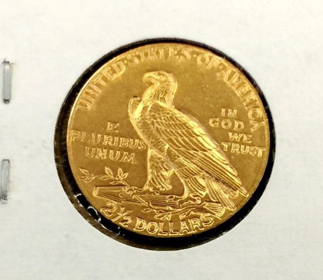 1910 2 5 Gold Indian Coin XF AU In 2x2 1910 2 5 Gold Indian Coin XF AU In 2x2