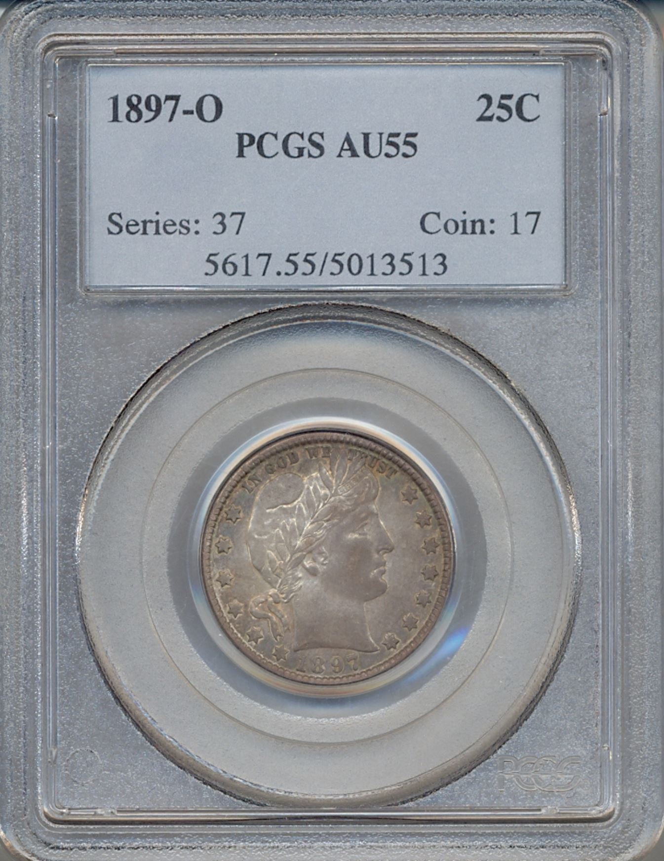 1897-O Barber Quarter Coin PCGS AU55