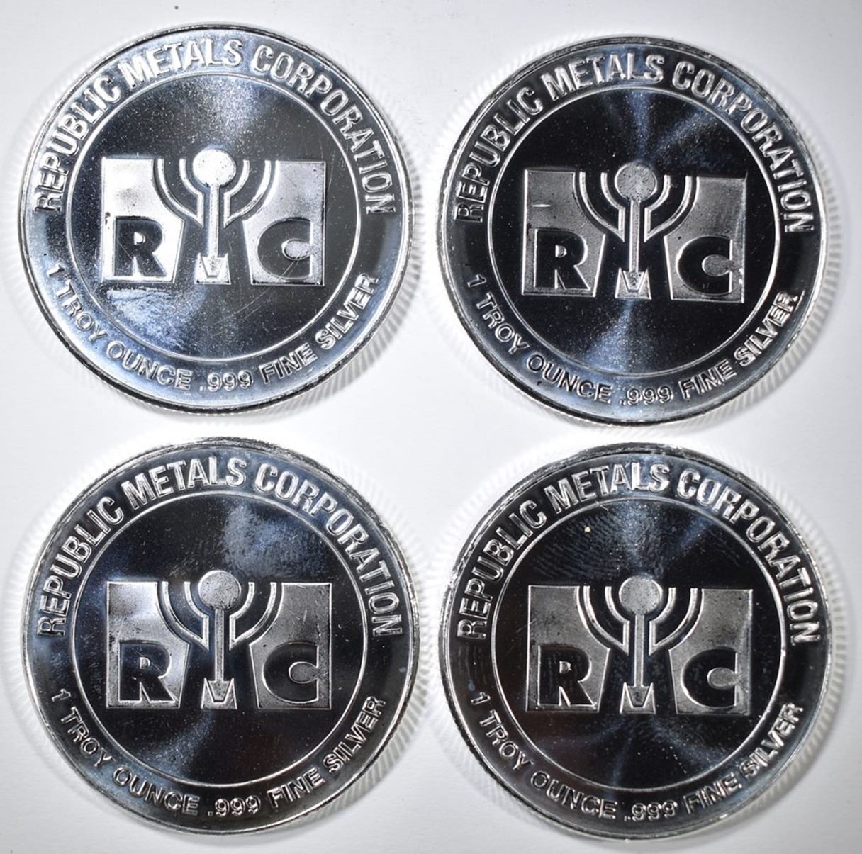 4-ONE OUNCE .999 SILVER RMC ROUNDS