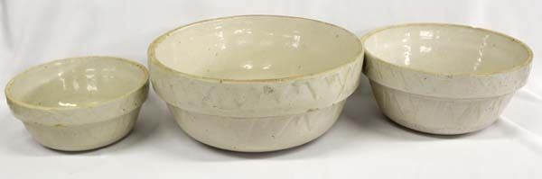 3 Graduated Antique Crock Bowls