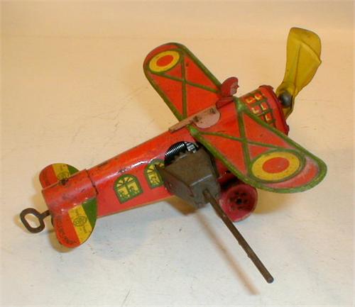 Marx tin airplane, wind-up