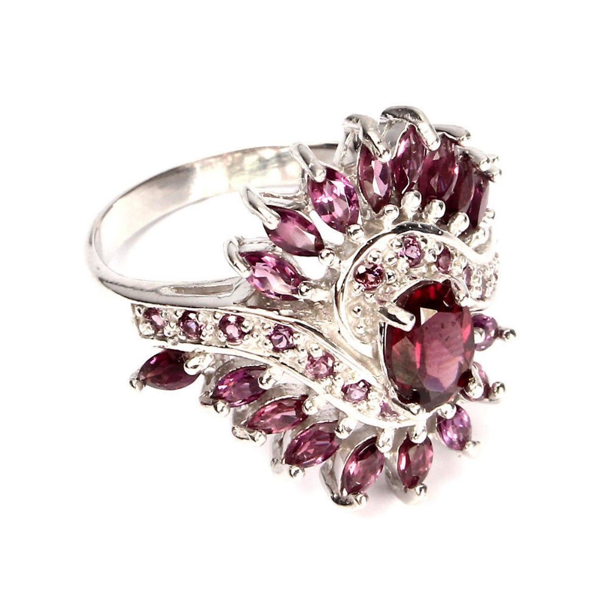 Natural Top Pink Raspberry Rhodolite Garnet Ring