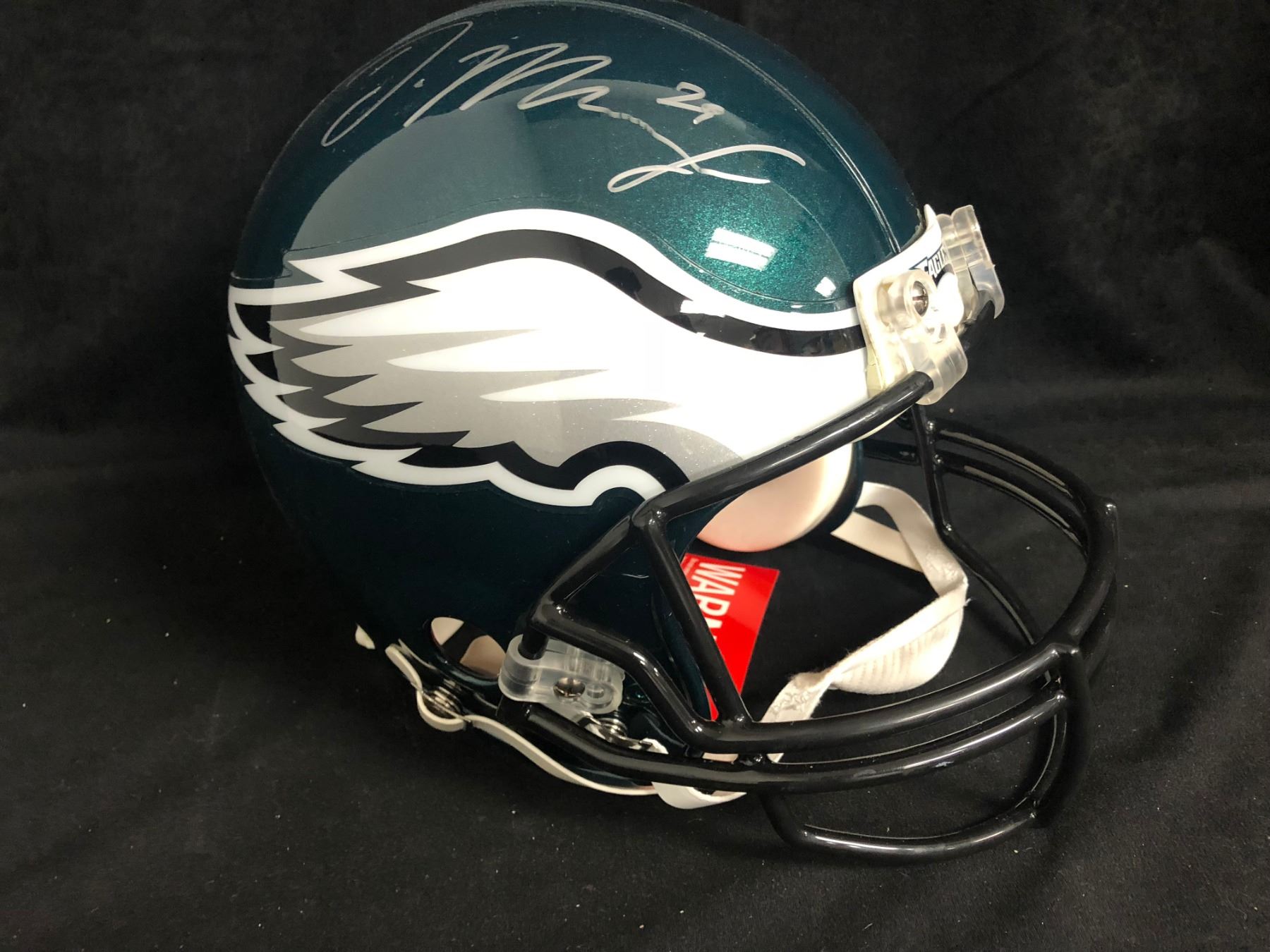 LESEAN McCOY SIGNED ON FIELD EAGLES HELMET W/ FANATICS HOLOGRAM