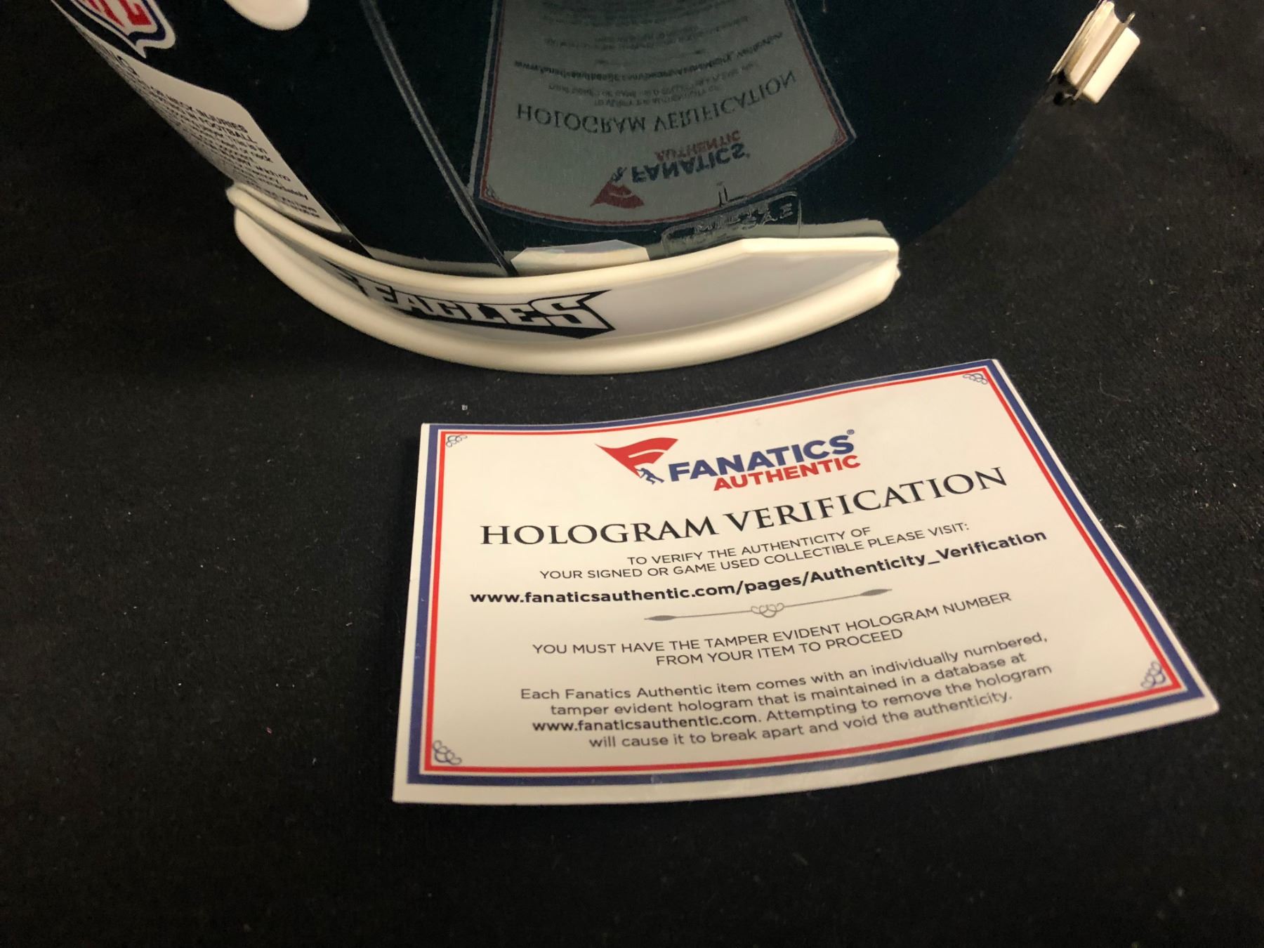 LESEAN McCOY SIGNED ON FIELD EAGLES HELMET W/ FANATICS HOLOGRAM