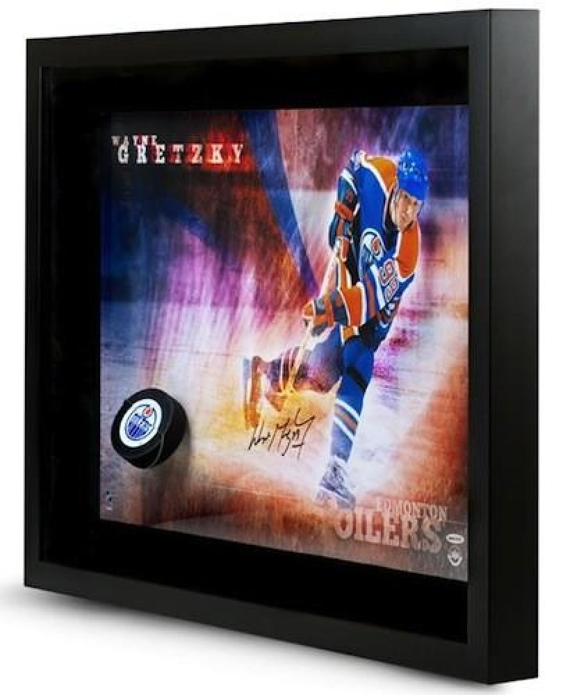 Wayne Gretzky Signed Oilers "Slap Shot Break Through" 16x24 Custom ...