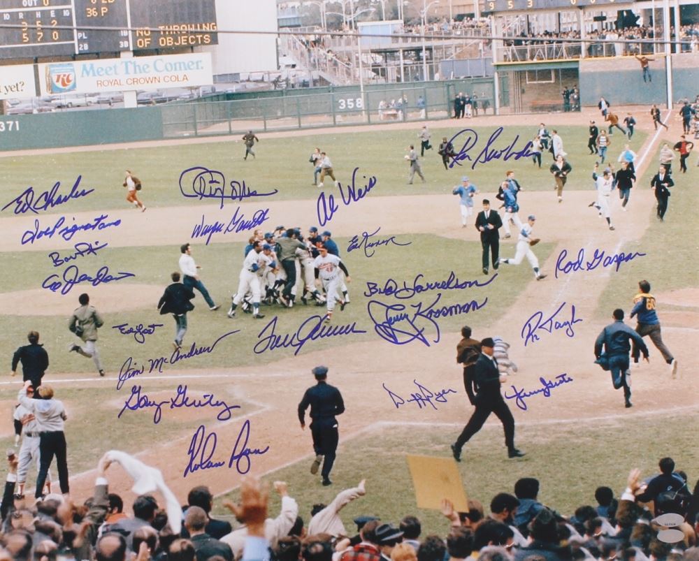 1969 Mets Team-Signed 16x20 Photo with (20) Signatures Including Nolan ...