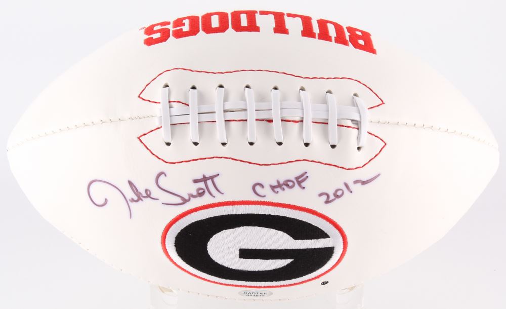 Jake Scott Signed Georgia Bulldogs Logo Football Inscribed "CHOF 2012 ...