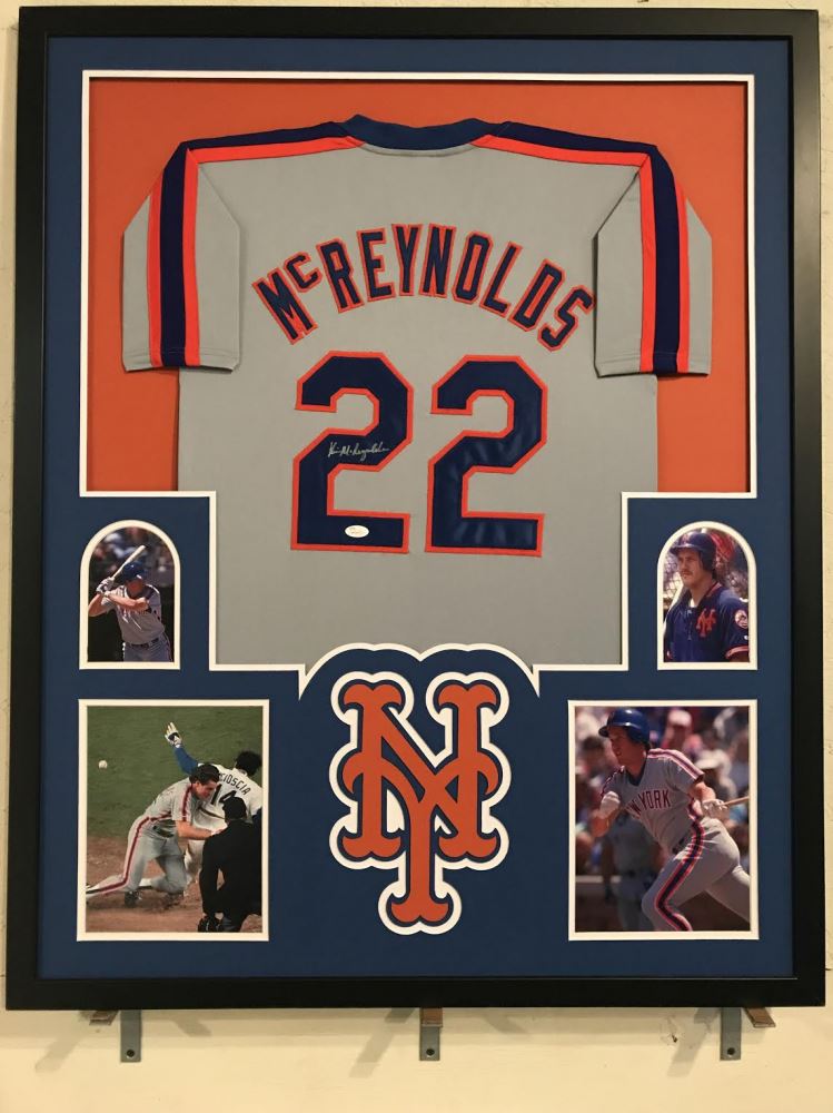Kevin McReynolds Signed Mets 34x42 Custom Framed Jersey Display (JSA COA)