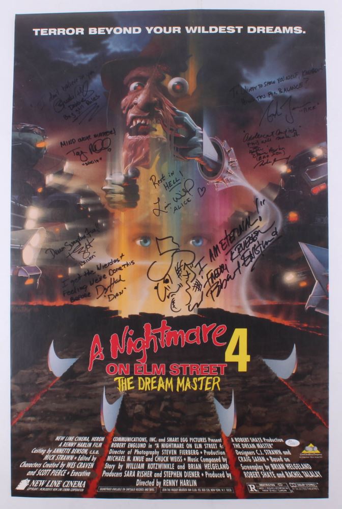 "A Nightmare on Elm Street 4: The Dream Master" 22x34 Poster Signed by ...
