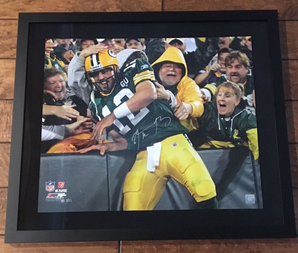 Aaron Rodgers Signed Packers 24x28 Custom Framed Limited Edition Photo ...