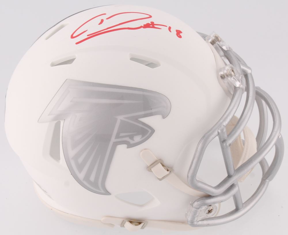 Calvin Ridley Signed Falcons White ICE Speed Mini Helmet (Radtke COA ...