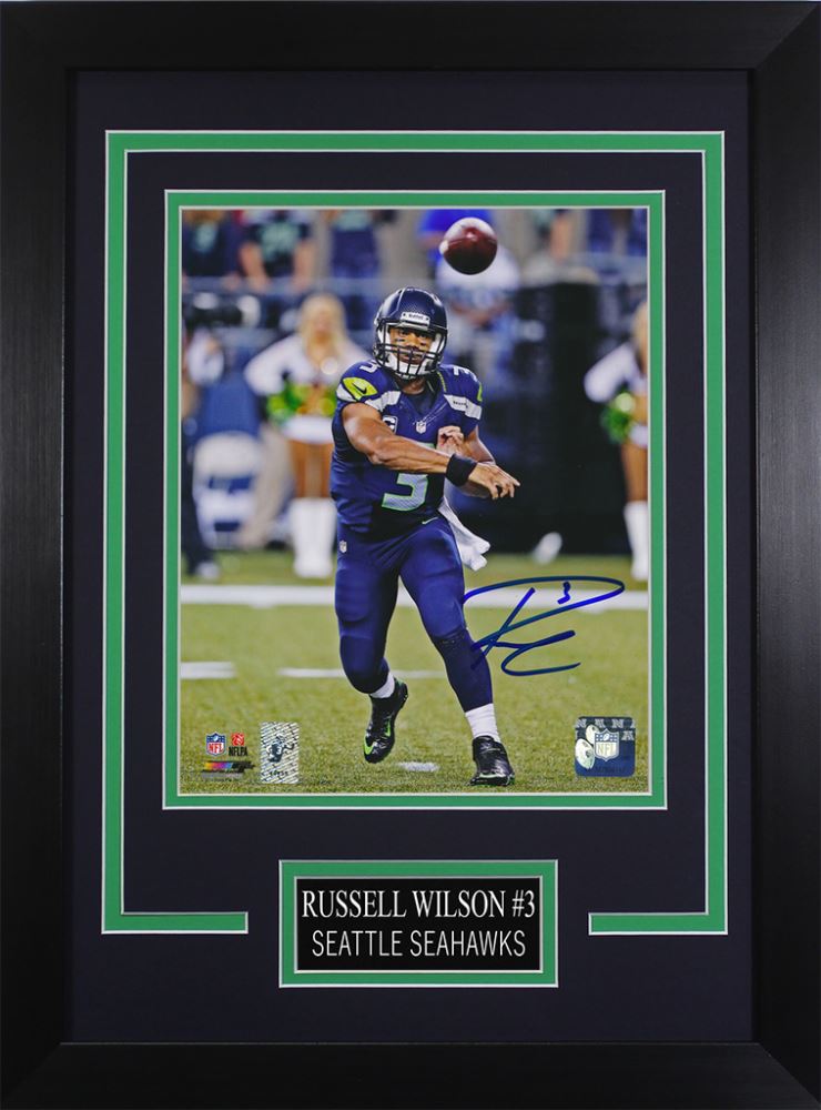 Russell Wilson Signed Seahawks 14x18.5 Custom Framed Photo Display ...