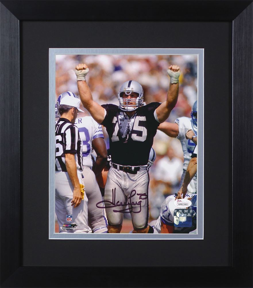 Howie Long Signed Raiders 13.75x15.5 Custom Framed Photo Display (JSA COA)