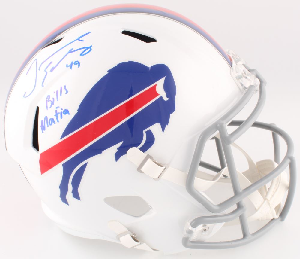 Tremaine Edmunds Signed Bills Full-Size Speed Helmet Inscribed Tremaine Edmunds Signed Bills Full-Size Speed Helmet Inscribed