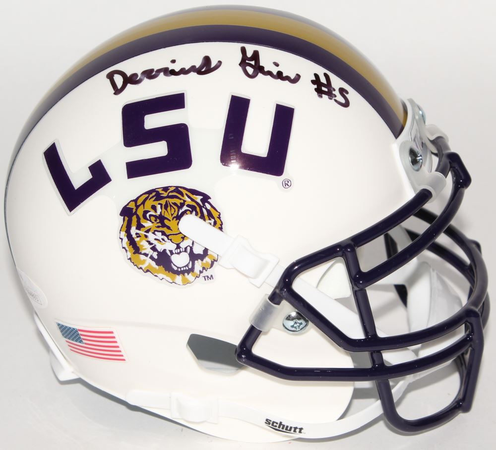Derrius Guice Signed LSU Tigers Mini Helmet (JSA COA)