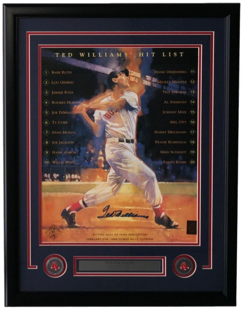 Ted Williams Signed Boston Red Sox 22x30 Custom Framed Photo Display ...