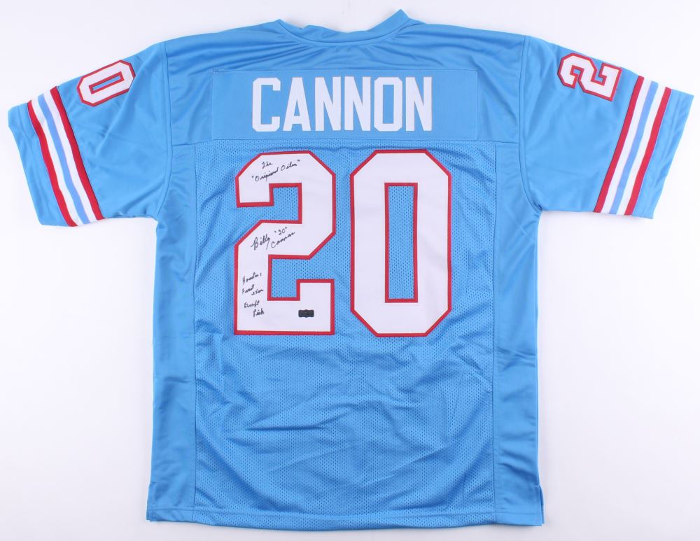 Billy Cannon Signed Oilers Jersey Inscribed "The 'Origninal Oilers ...