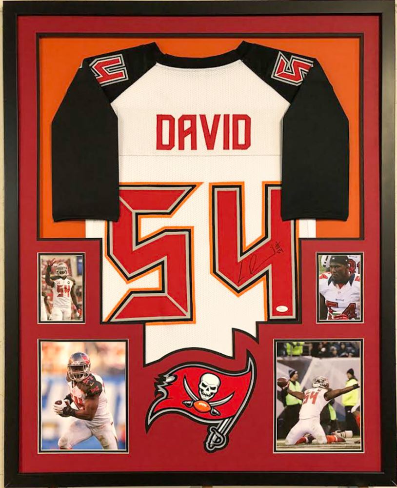Lavonte David Signed Buccaneers 34x42 Custom Framed Jersey (JSA COA)