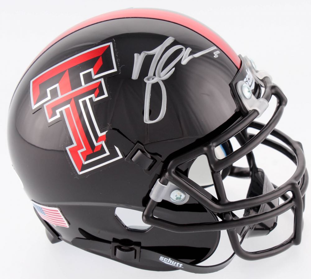 Michael Crabtree Signed Texas Tech Red Raiders Mini-Helmet (JSA COA)